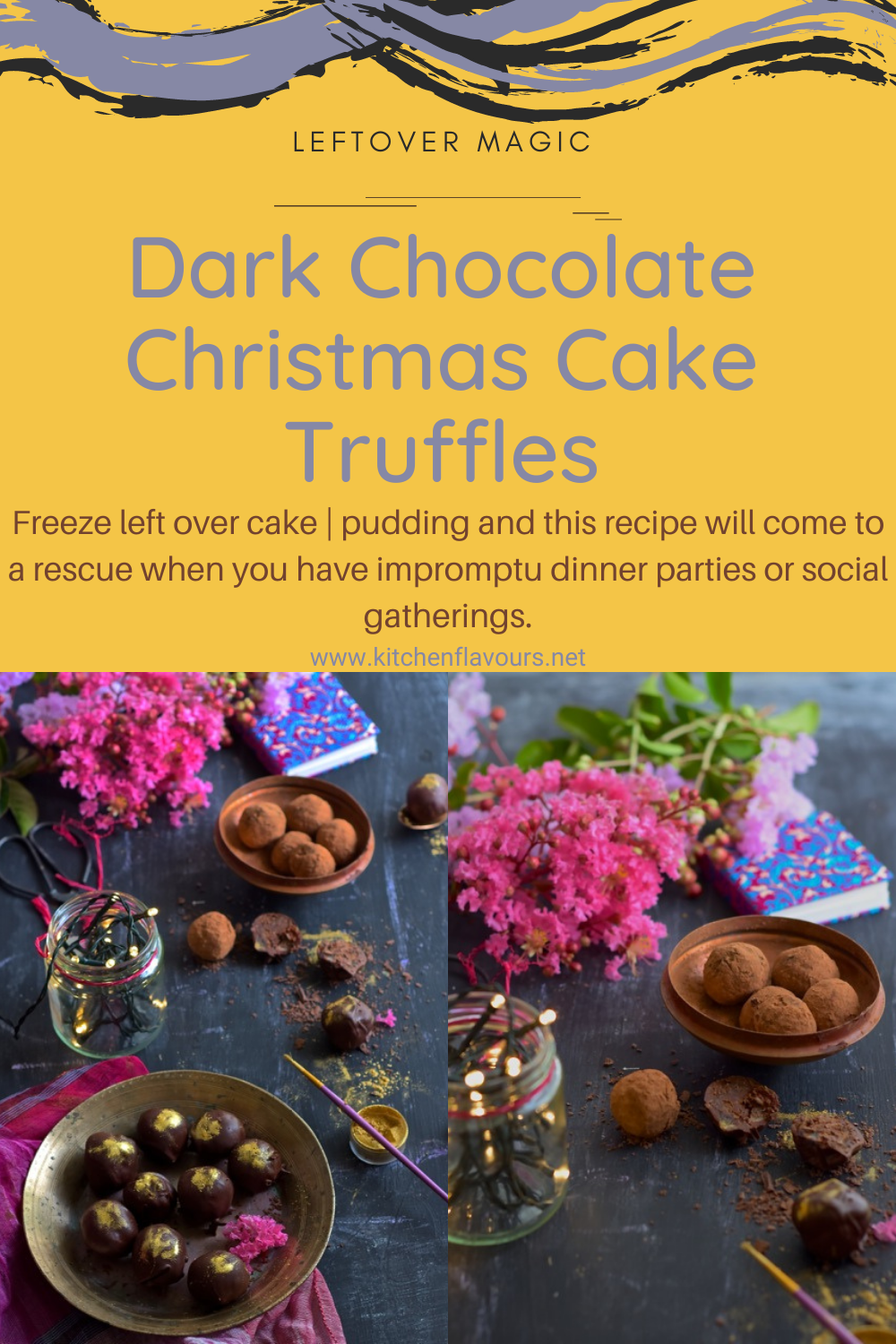 Dark Chocolate Christmas Cake Truffles | Leftover Magic
